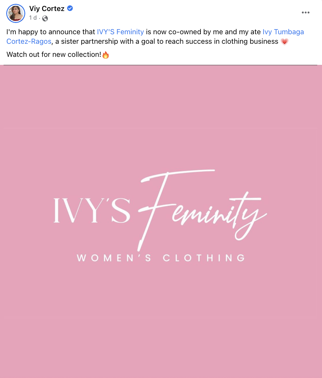 Viy Cortez Announces Co-Ownership of Sister’s Clothing Line – Ivy’s ...